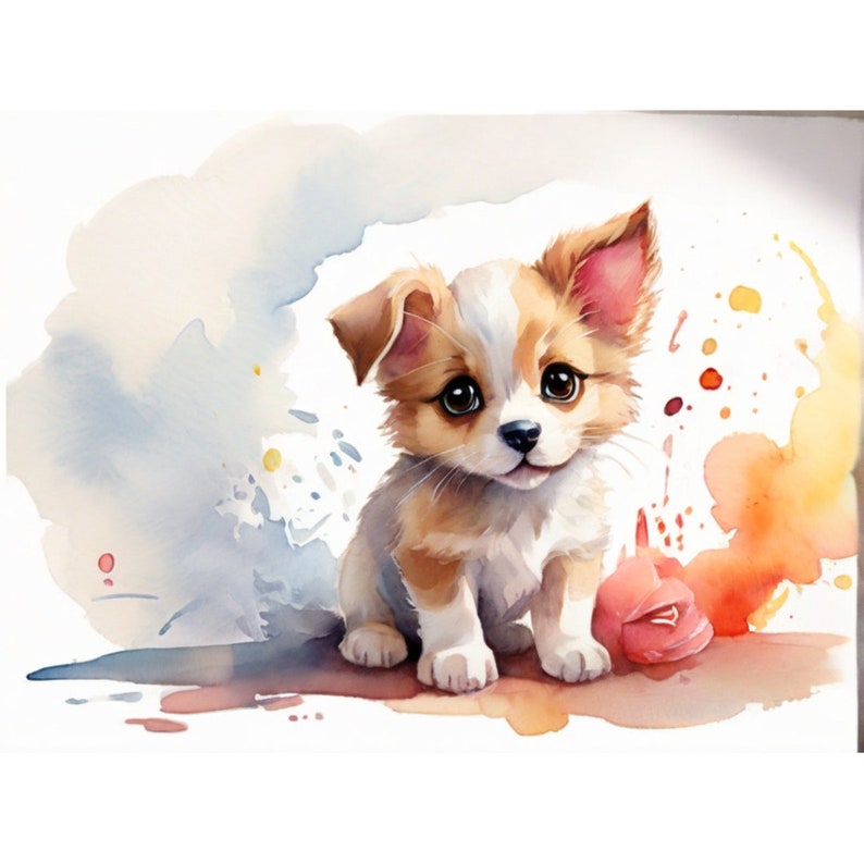 Set of 13 Puppy Clipart, Printable, Watercolour Clipart, High-quality ...