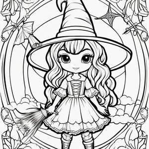 Cute Witch Coloring Pages a Whimsical Journey Into Magical Realism - Etsy