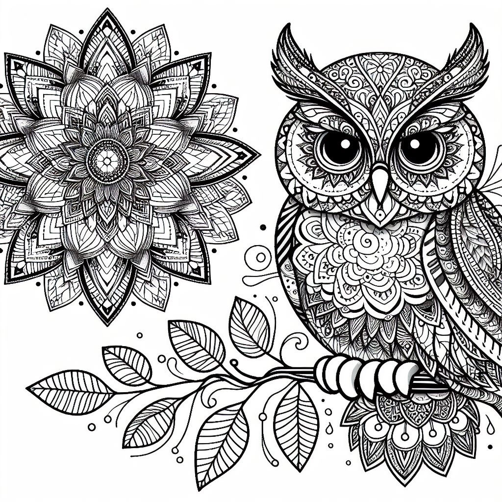 Enchanting Mandala Owl Coloring Pages - Etsy