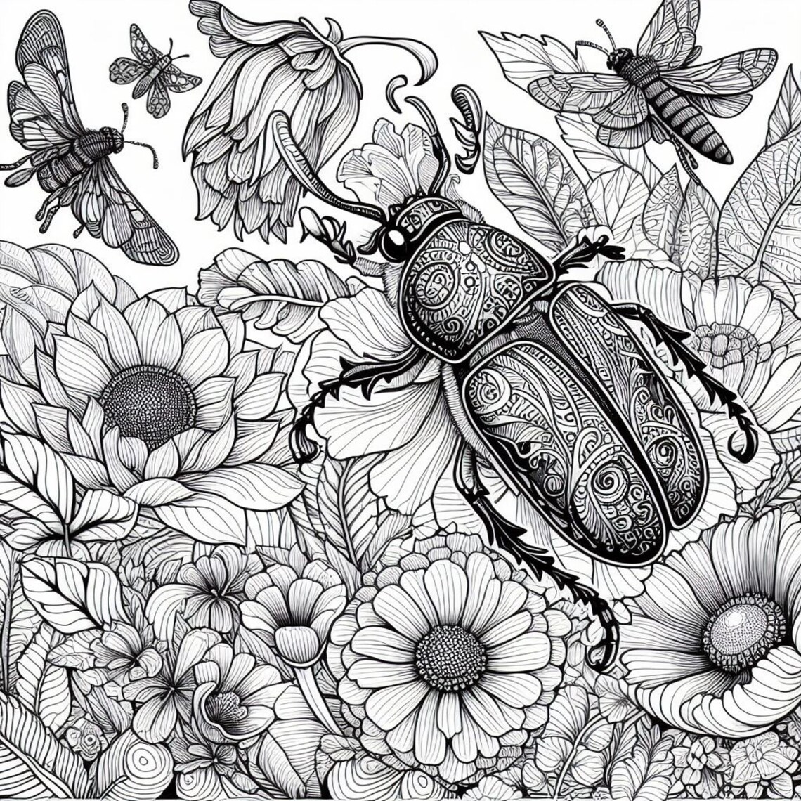 Mandalas of Nature: Bugs and Flowers Coloring Book - Etsy