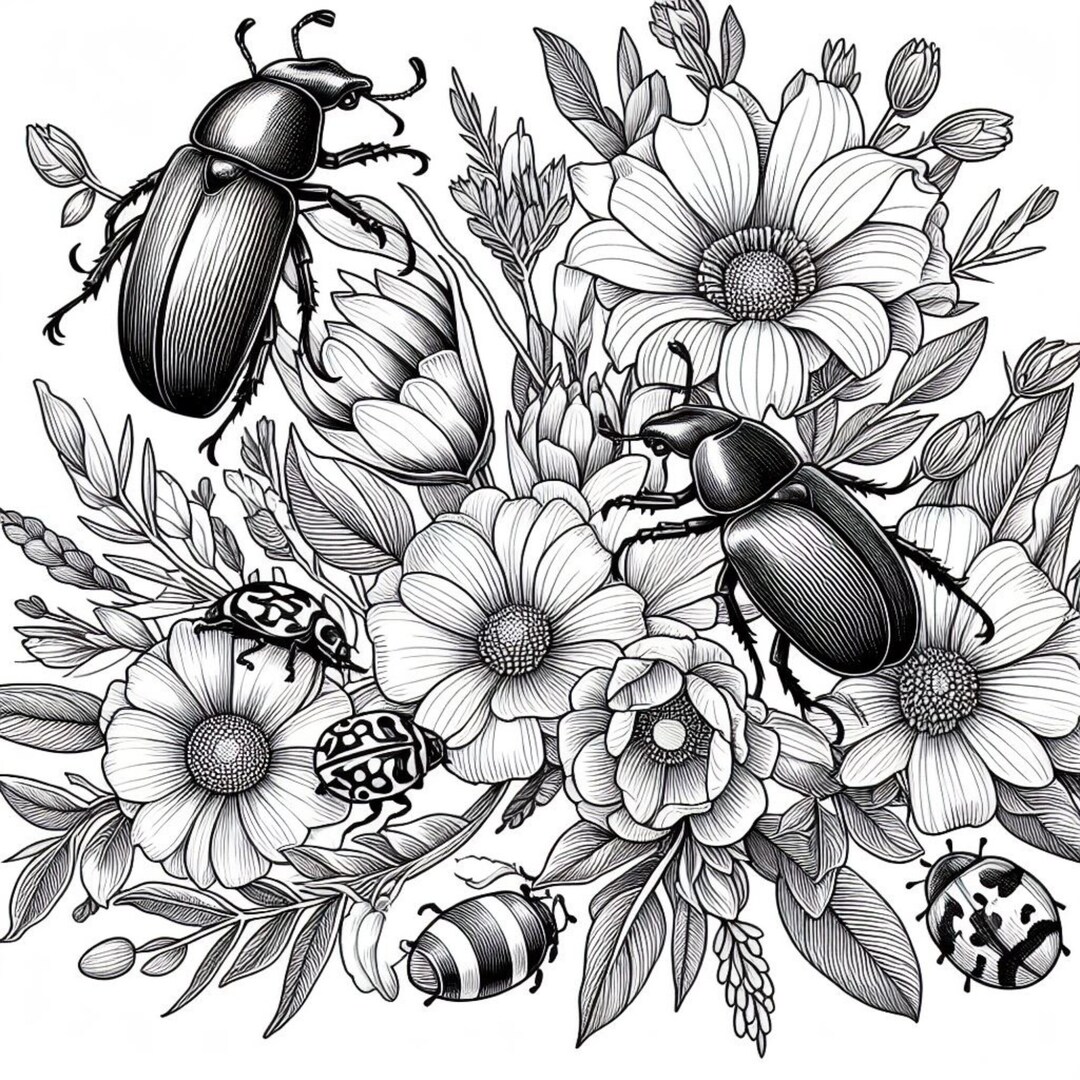 Mandalas of Nature: Bugs and Flowers Coloring Book - Etsy