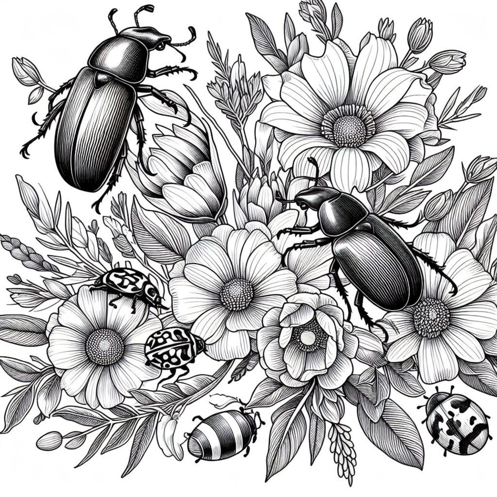 Mandalas of Nature: Bugs and Flowers Coloring Book - Etsy