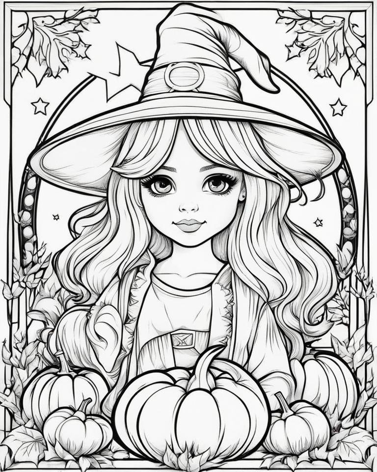 Cute Witch Coloring Pages a Whimsical Journey Into Magical Realism - Etsy