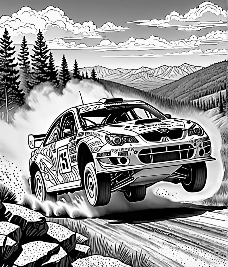 Rally Car Racing Adventure Coloring Page - Etsy