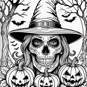 Enchanting Halloween Witch Coloring Pages - Etsy