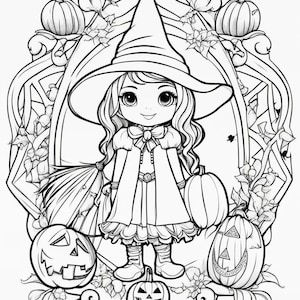 Cute Witch Coloring Pages a Whimsical Journey Into Magical Realism - Etsy