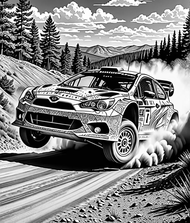 Rally Car Racing Adventure Coloring Page - Etsy