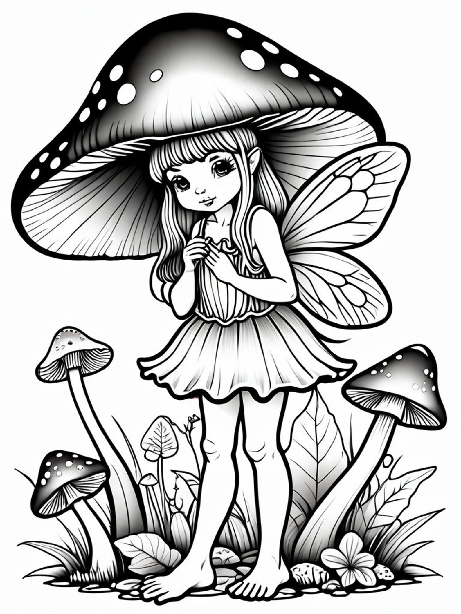 Enchanting Fairy and Mushroom Coloring Pages - Etsy