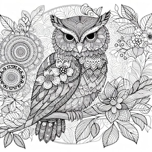 Enchanting Mandala Owl Coloring Pages - Etsy