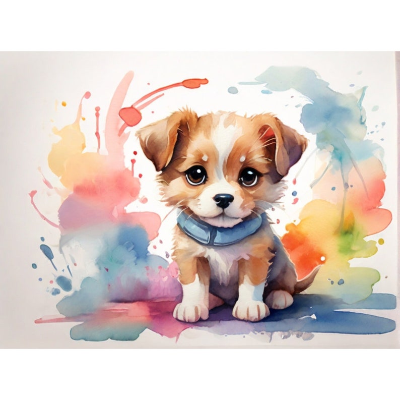 Set of 13 Puppy Clipart, Printable, Watercolour Clipart, High-quality ...