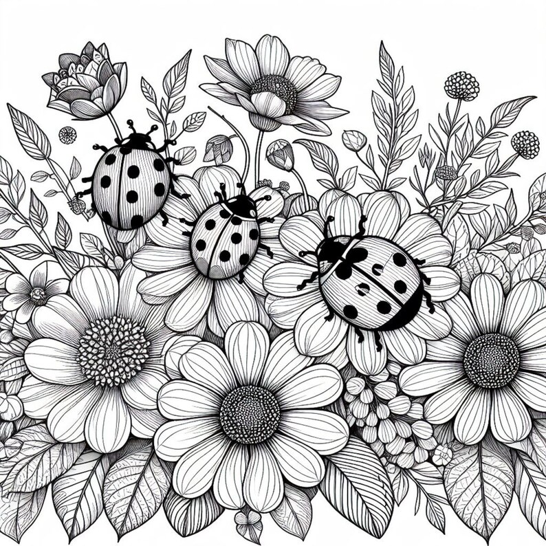Mandalas of Nature: Bugs and Flowers Coloring Book - Etsy