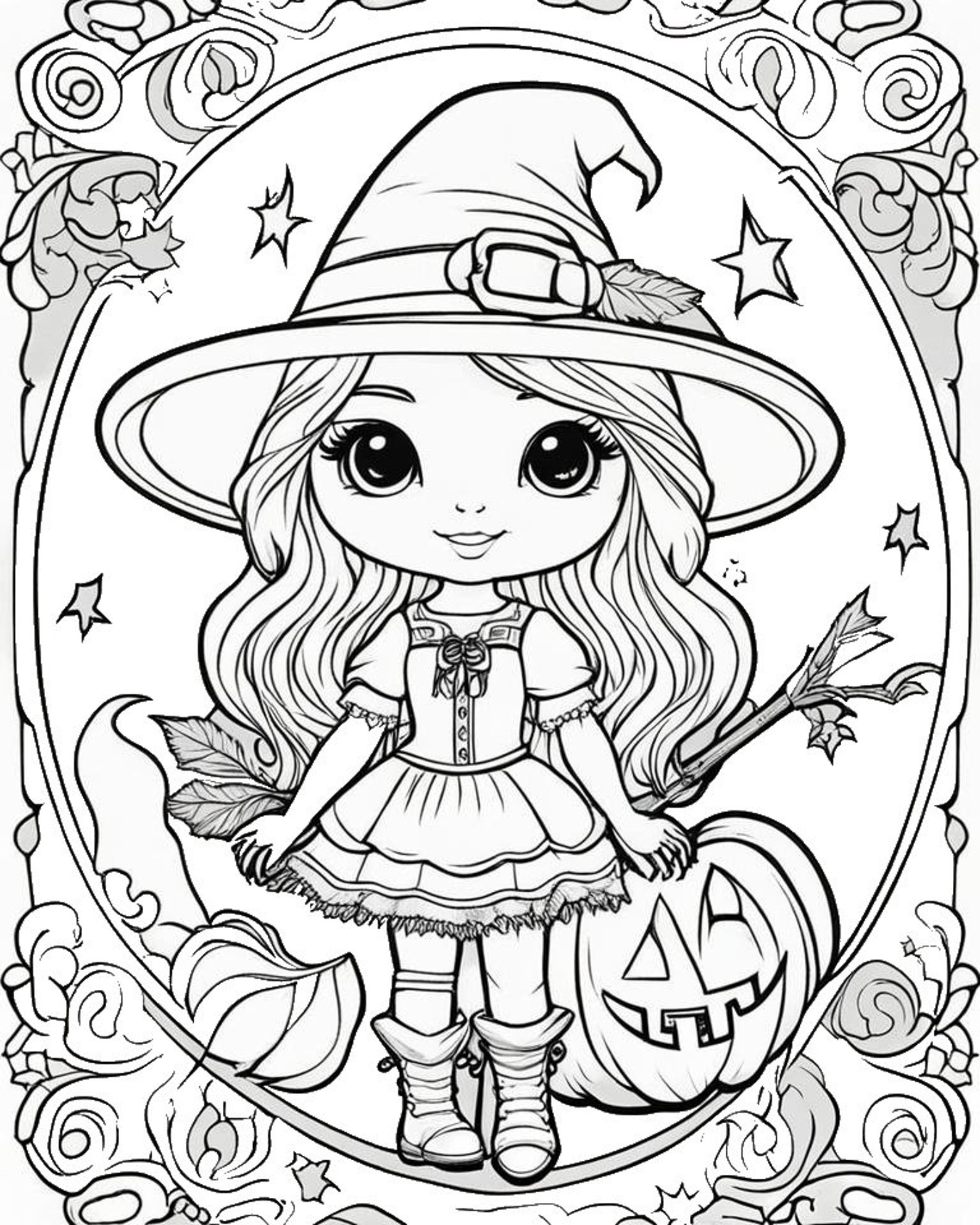 Cute Witch Coloring Pages a Whimsical Journey Into Magical Realism - Etsy