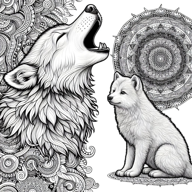 Mandala Wolf, and Fox Coloring Pages, Discover Serenity in Intricate ...