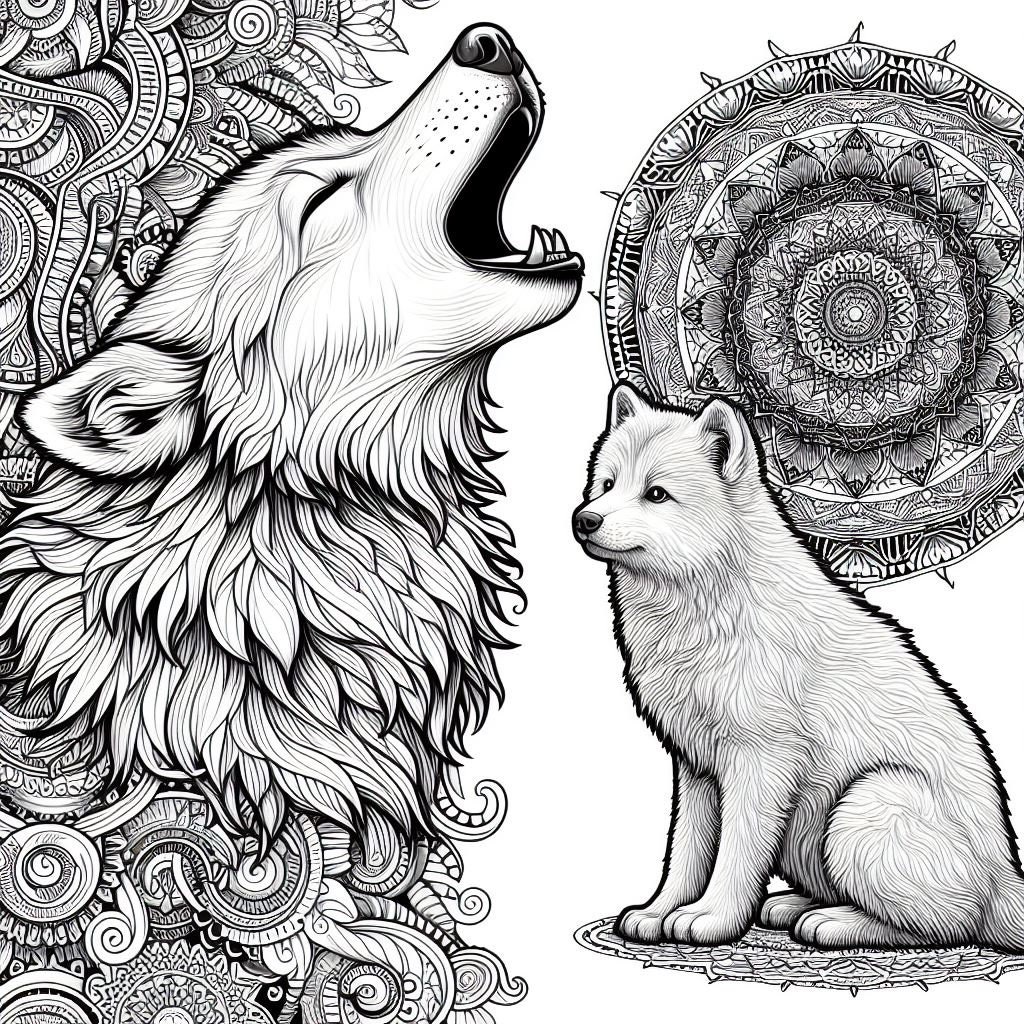 Mandala Wolf, and Fox Coloring Pages, Discover Serenity in Intricate ...