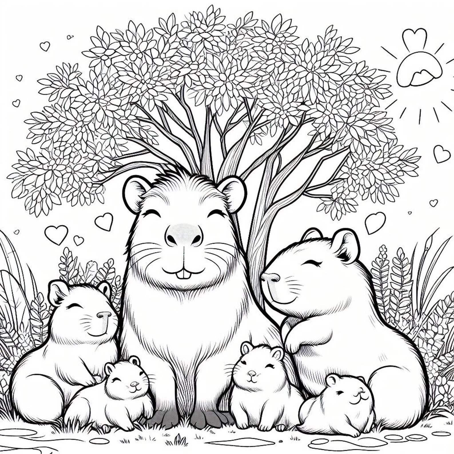 Capybara Coloring Adventure, a Playful Journey Through the Amazon - Etsy