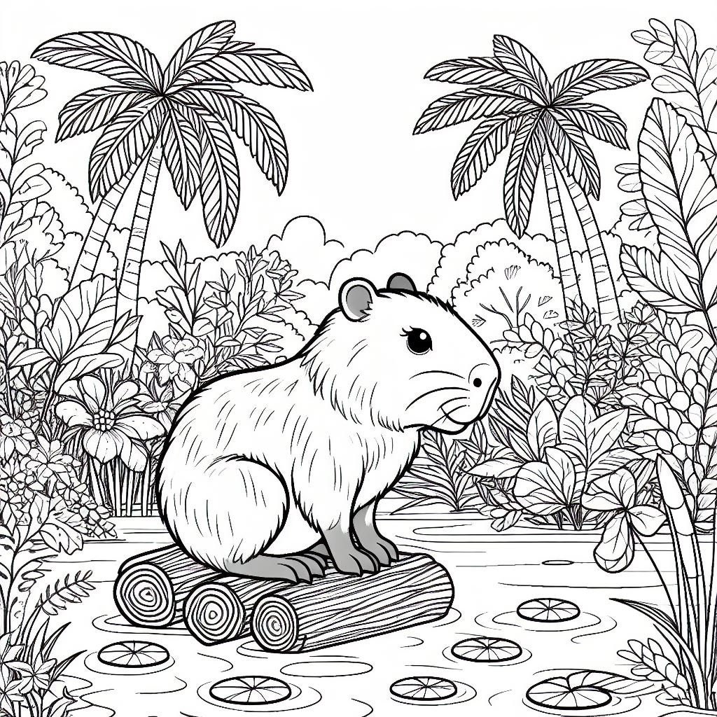 Capybara Coloring Adventure, a Playful Journey Through the Amazon - Etsy