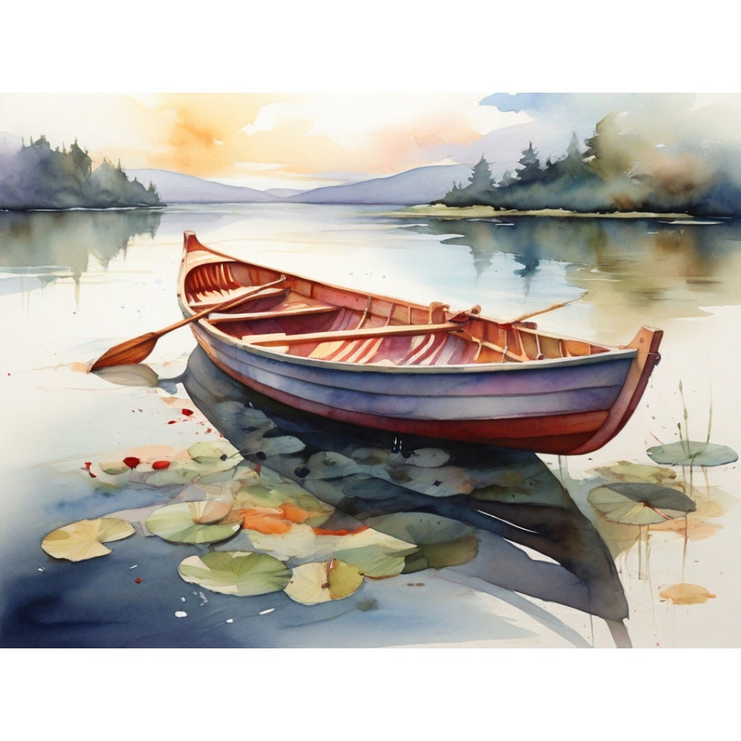 Set of 4 Watercolour Rowing Boats, Rowing Boat Images, Digital Download ...