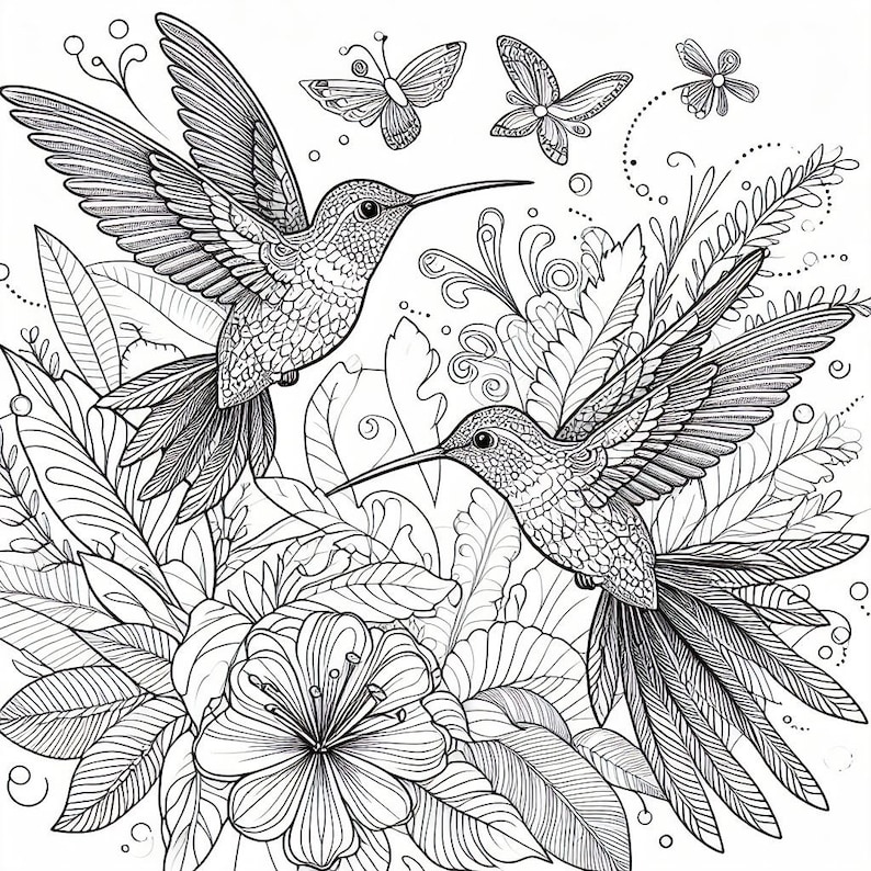 Whimsical Hummingbird Mandalas, a Coloring Adventure - Etsy