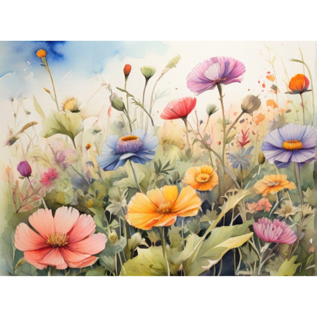 Wild Flowers , 12 High Quality Jpgs, Printable, Watercolour Clipart ...