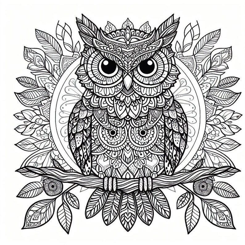 Enchanting Mandala Owl Coloring Pages - Etsy