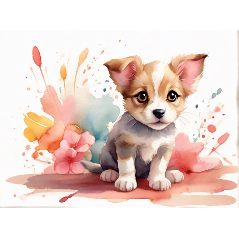 Set of 13 Puppy Clipart, Printable, Watercolour Clipart, High-quality ...