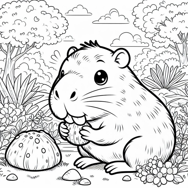 Capybara Coloring Adventure, a Playful Journey Through the Amazon - Etsy