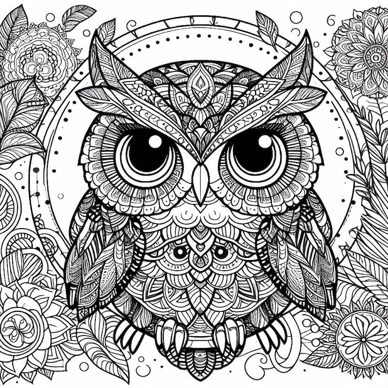 Enchanting Mandala Owl Coloring Pages - Etsy