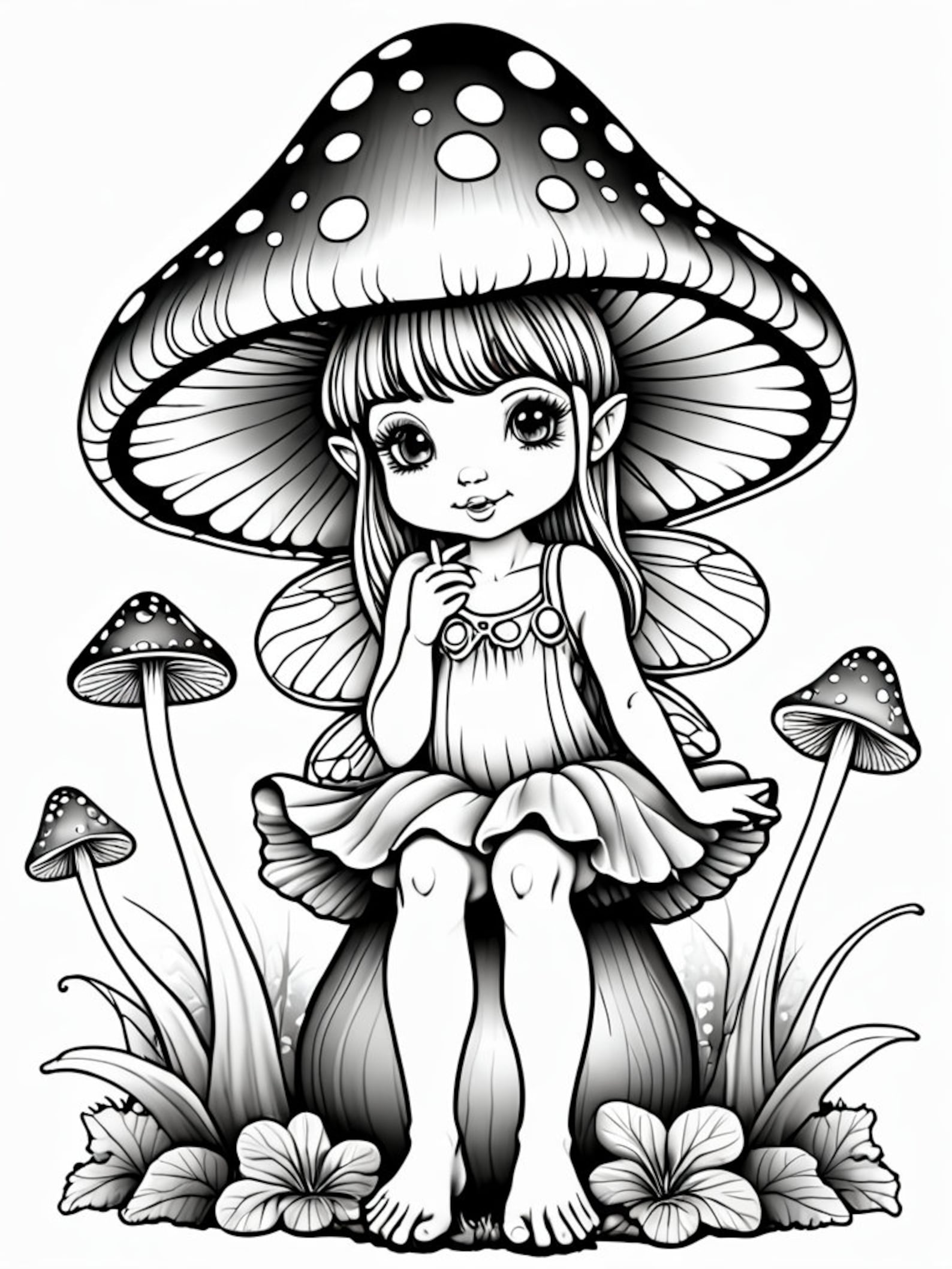 Enchanting Fairy and Mushroom Coloring Pages - Etsy