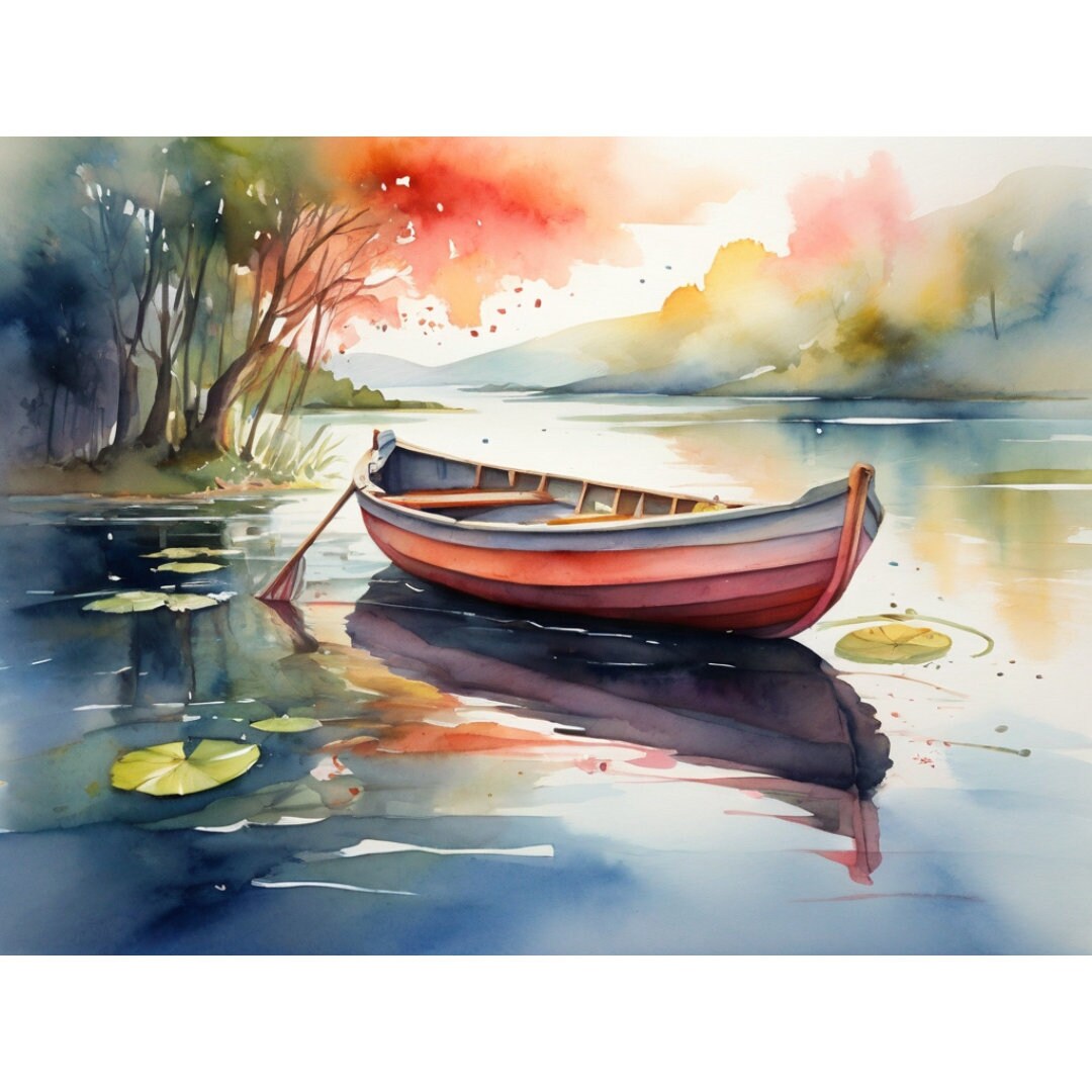 Set of 4 Watercolour Rowing Boats, Rowing Boat Images, Digital Download ...