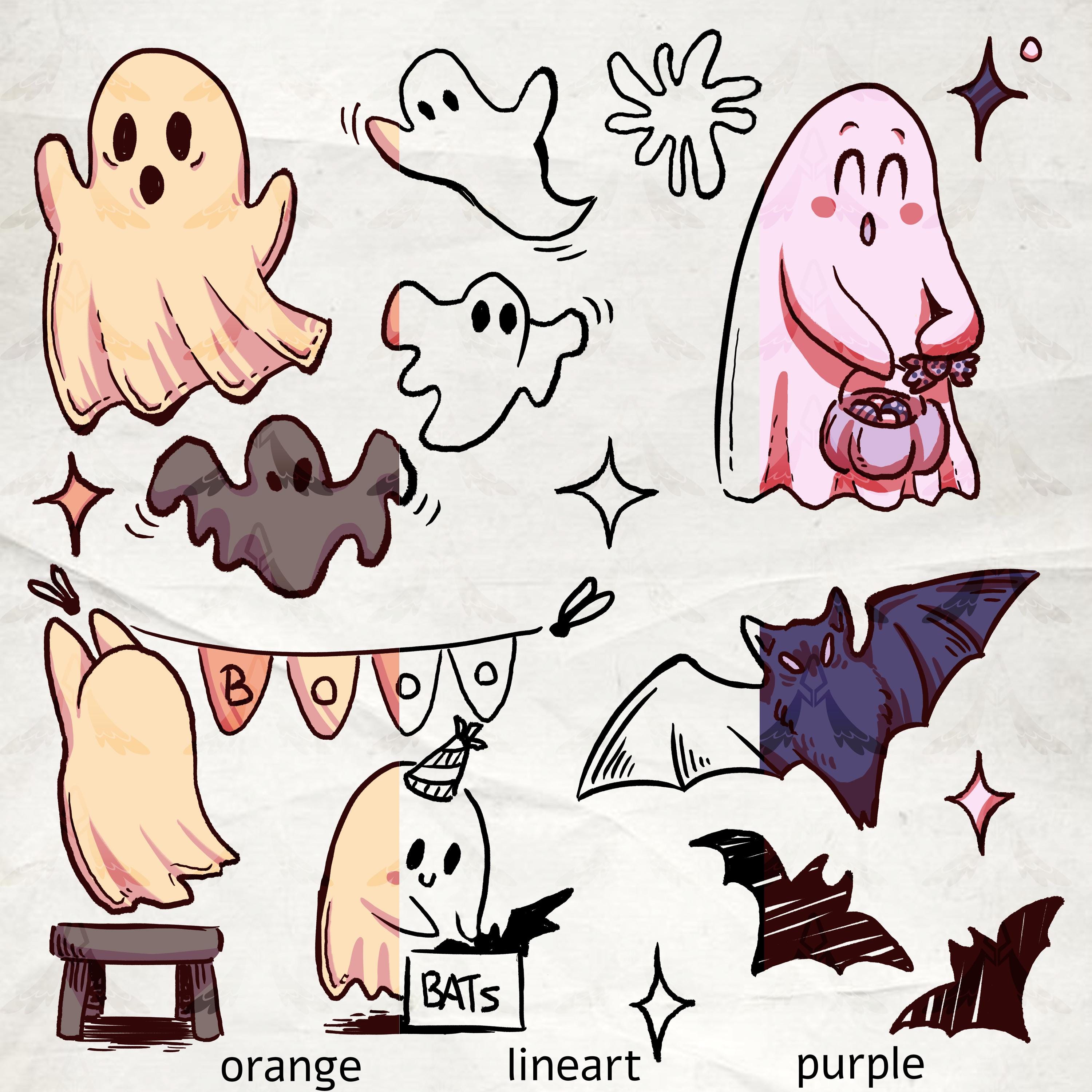 Cute Halloween Clipart Pack | Printable Hand Drawn Digital Cliparts for ...