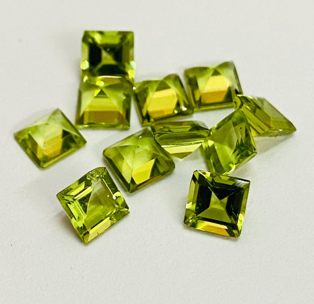 Peridot Square Faceted Cut Gemstone, Loose Stone, Handmade Jewelry (3mm ...