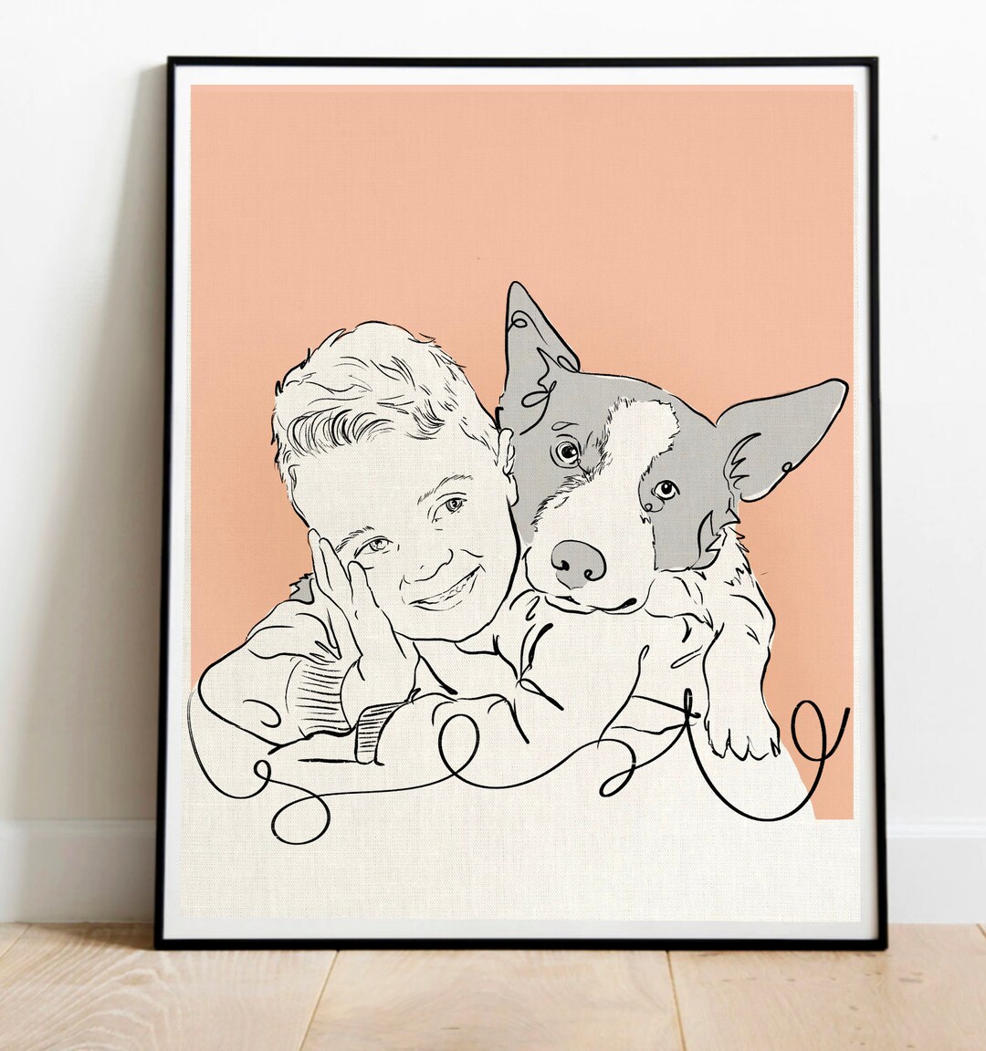 Custom Minimalist Pet Portrait: Outline Sketch From Photo (digital File ...