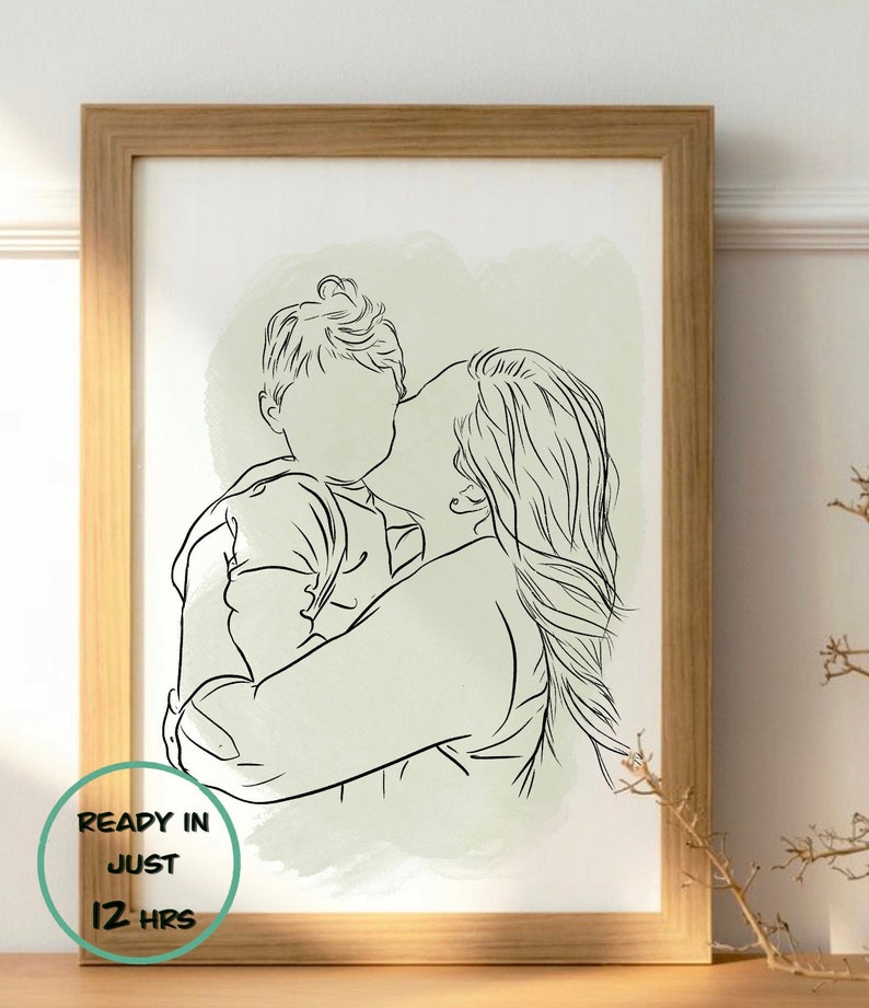 One Line Family Drawings Linear Drawing Portrait Gift Linear - Etsy