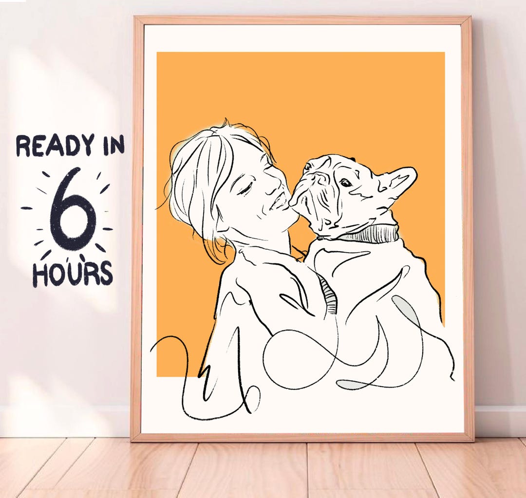 Dog Line Drawing Custom, Realistic Face Sketch From Photo, Dog Line ...