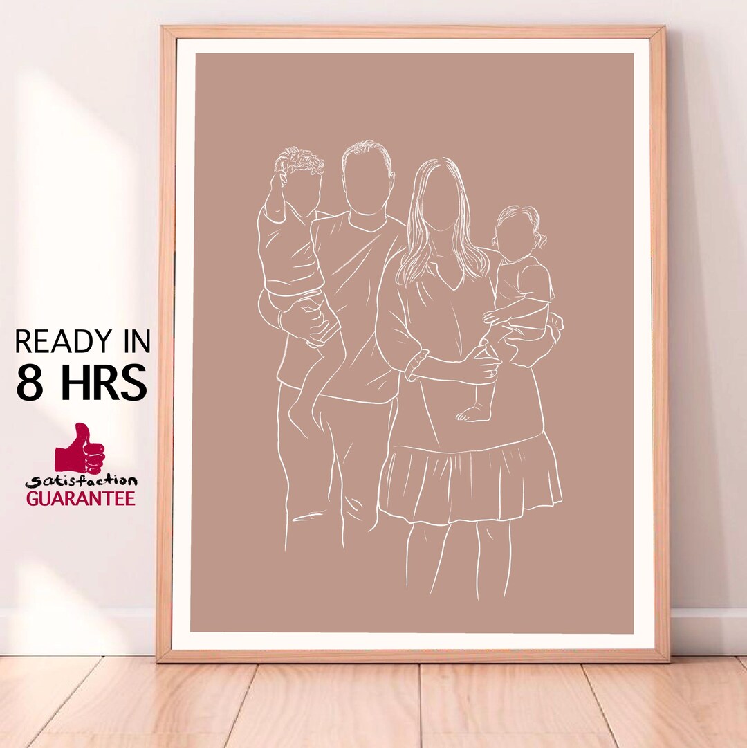 Personalized Family Portrait, Linear Family Portrait Drawing, Special ...