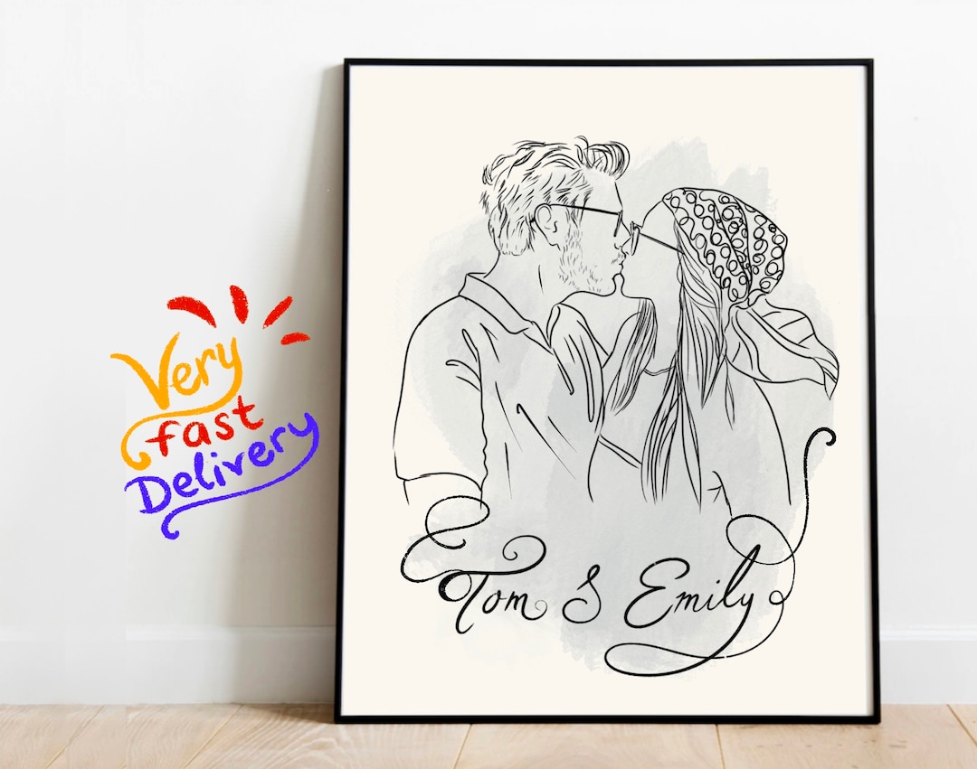 Custom Drawing, Gift for Couple, Custom Portrait, Personalized Drawing ...