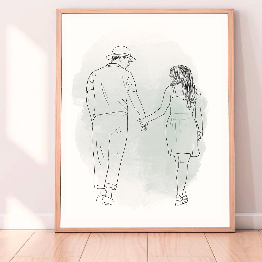 Personalized Line Drawing From Photo, Minimalist Couple Sketch, Custom ...