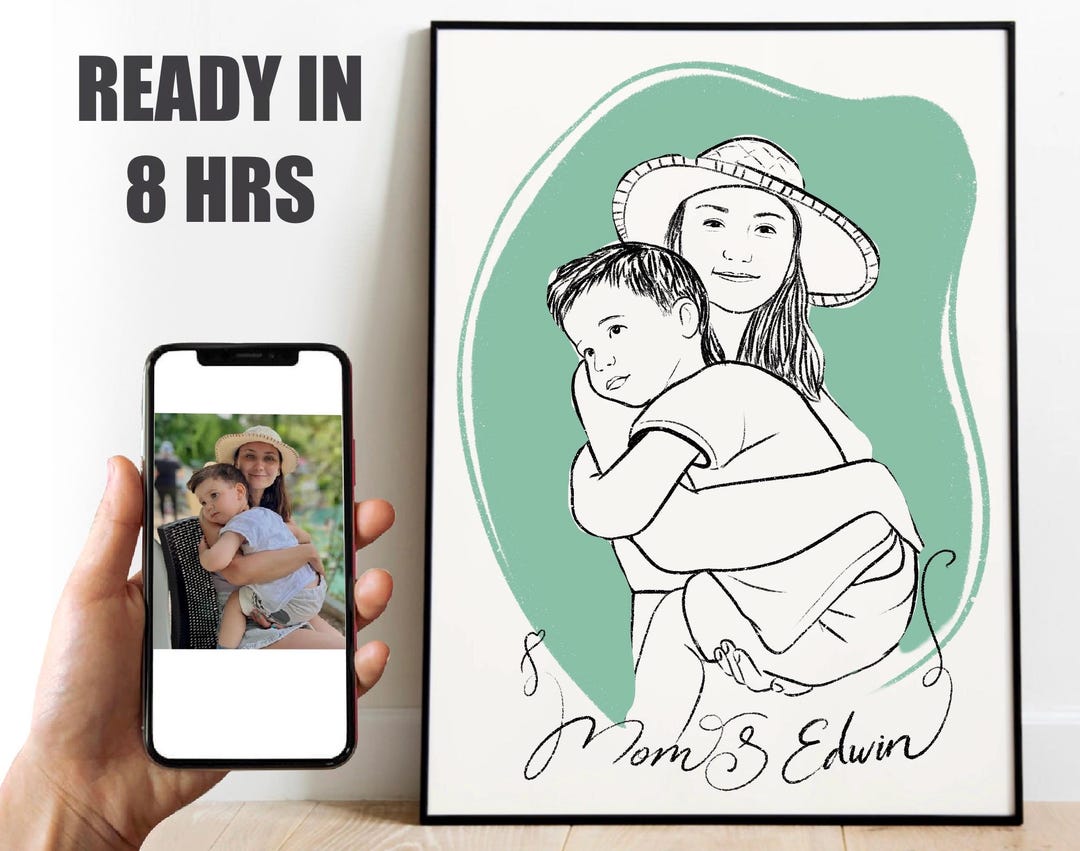 Custom Family Line Art Portrait: Minimalist Photo Drawing (digital File ...