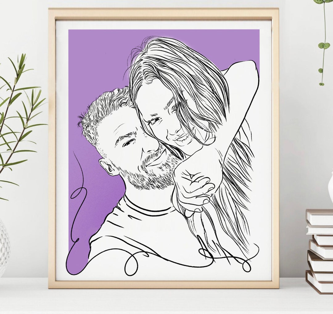 Wedding Custom Line Drawing, Minimalist Line Art, Drawing From Photo ...