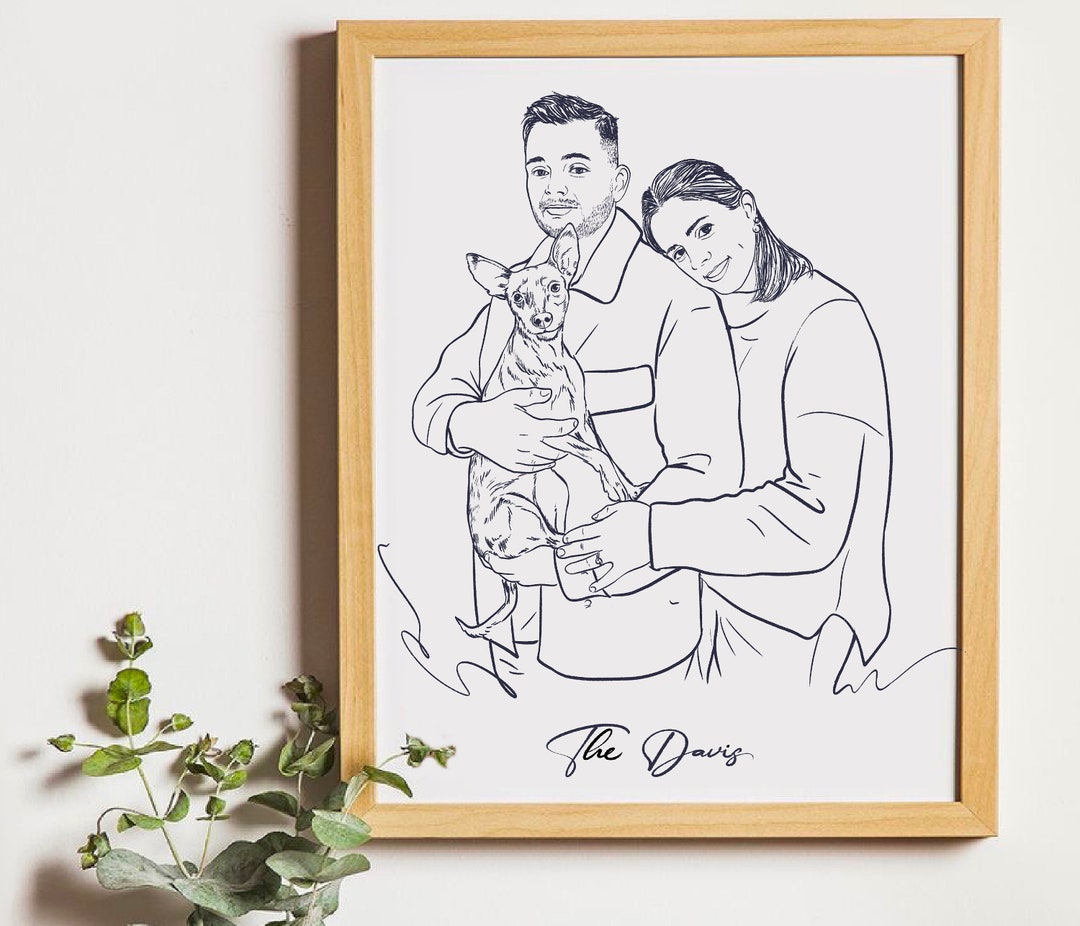 Personalized Family Wall Art Illustration, Custom Family Portrait With ...