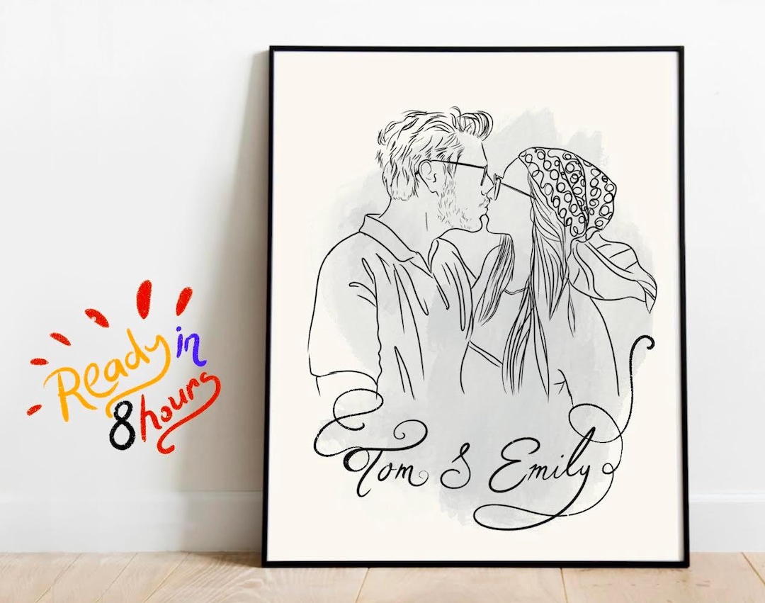 Personalized Drawing, Custom One Line Drawing, One Line Portrait ...