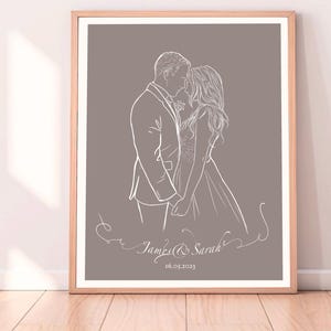 Daddy and Me Line Drawing, Digital Custom Couple Portrait, Detailed ...