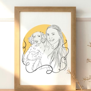 Custom Pet Line Drawing Gift, One Line Drawing From Photo, Digital ...