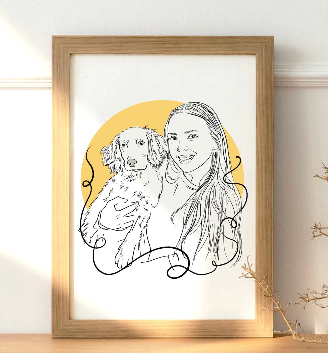 Custom Dog Illustration, Custom Digital Pet Line Drawing From Photo ...