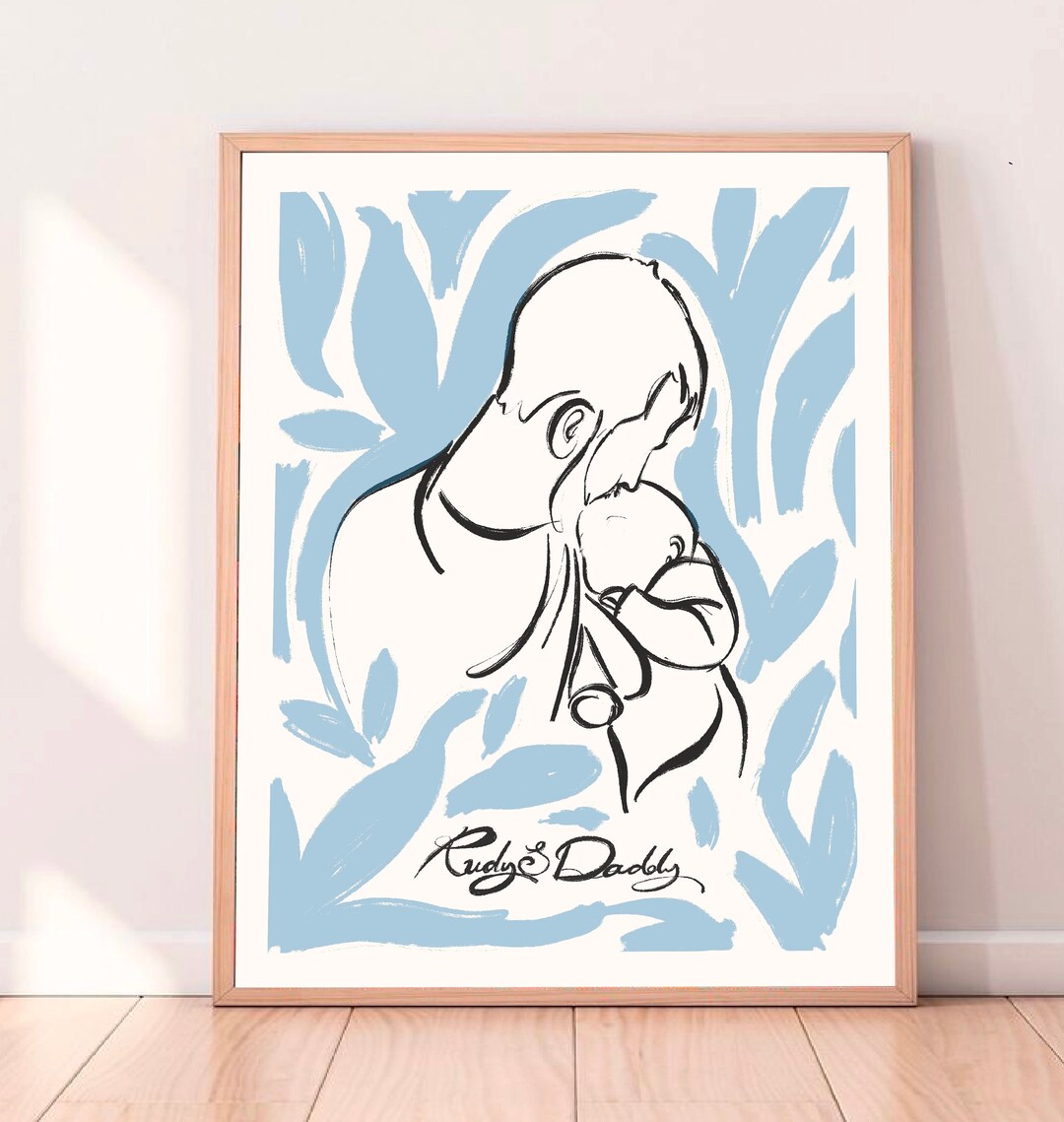 Daddy and Me Line Drawing, Personalized Portrait, Drawing From Photo ...