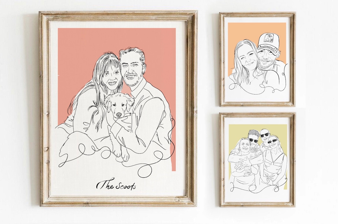Custom Line Drawing, Custom Pet Drawing, First Anniversary, Minimalist ...