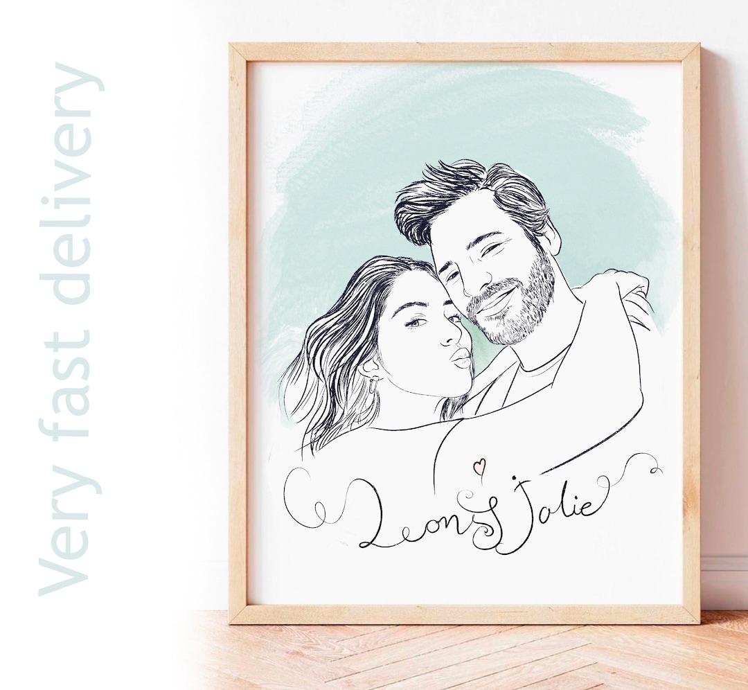 Custom Line Drawing From Photo: Personalized Portrait Gift (digital ...