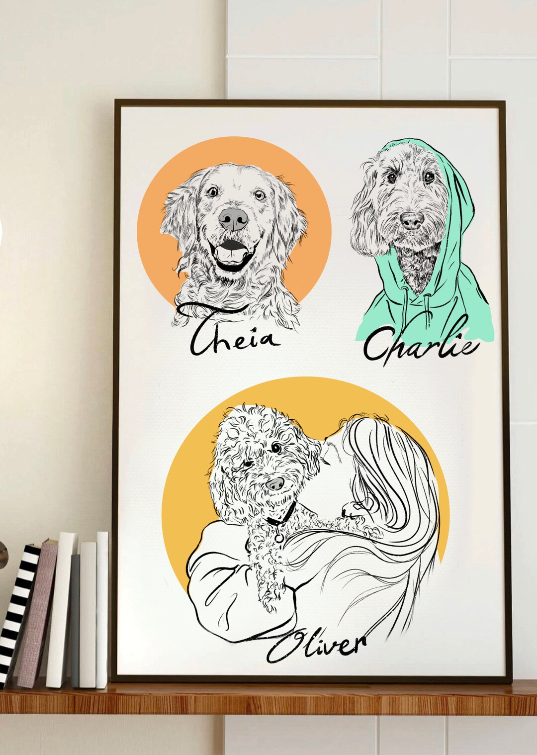 Retrato de animal de estimação personalizado: ilustração minimalista ...