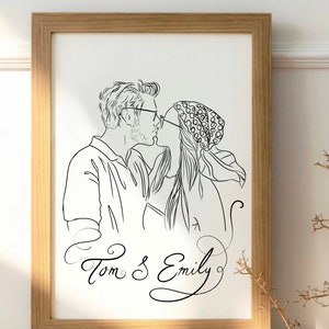 Personalized Drawing, Custom One Line Drawing, Custom Line Drawing ...