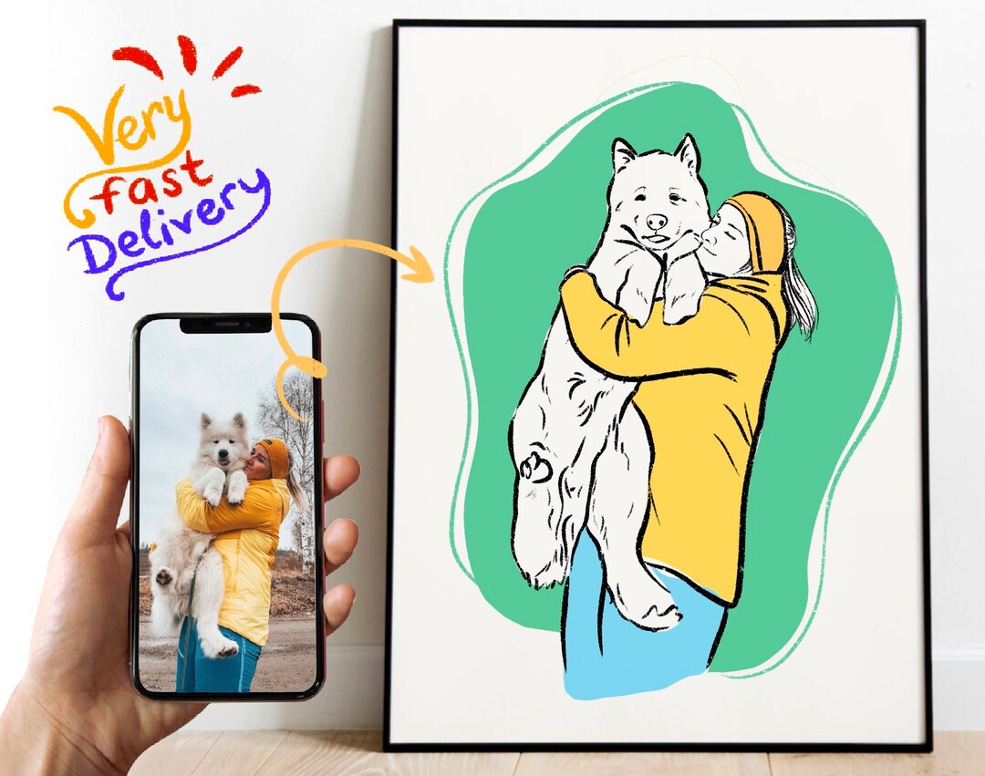 Custom Pet Portrait, Pet Drawing, Digital Painted From Photo, Pet Gifts ...